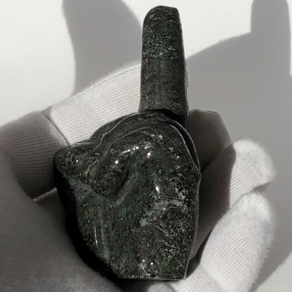 Other | Rare Black Jade Middle Finger Carved Crystal Gemstone Figurine ...